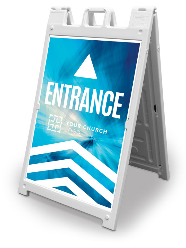Chevron Blue Entrance Banner - Church Banners - Outreach Marketing